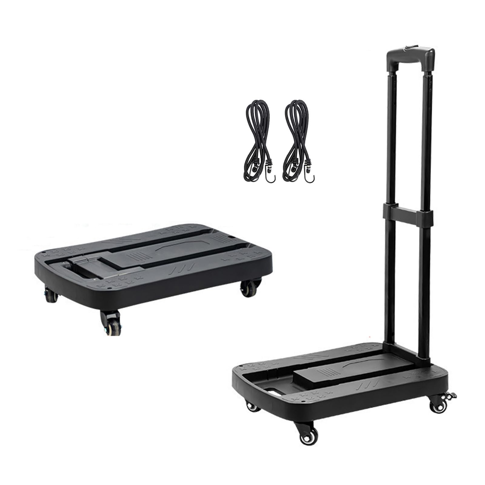 ASCSAPX Folding Hand Truck,Dolly Cart with 4 * 360°Rotate Wheels,200 lbs Heavy Duty Truck and Portable Cart,Travel, Moving, Shopping, Office Use, Black