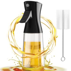 leaflai oil sprayer for cooking - 180ml glass olive oil sprayer mister with brush, olive oil dispenser bottle, thick glass, kitchen gadgets accessories