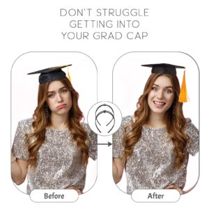 cobinaan Secures Your Graduation Cap Headband, Don't Change Your Hair, Secure Hairstyle Unisex 2PCS Black