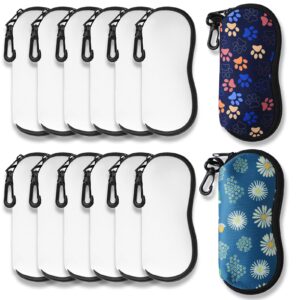 sublimation sunglasses case blanks,neoprene zipper sunglasses case soft with belt clip for sublimation blanks sunglasses case soft travel sunglass case heat transfer printing dye diy craft (12 pcs)