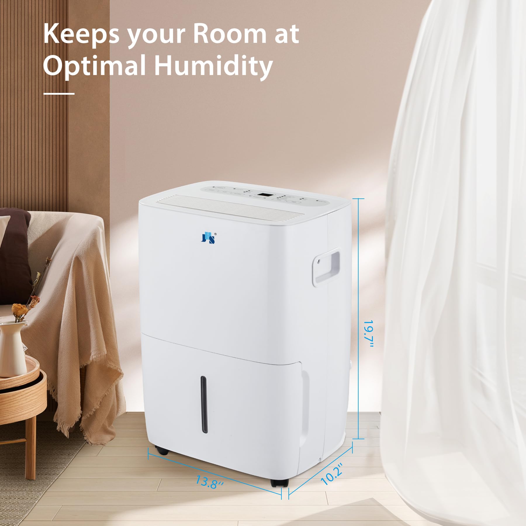 JHS 50 Pints Dehumidifier for Spaces up to 4,500 sq. ft at Home with Drain Hose, Reusable Air Filter, and 2.1 Gal Water Bucket, Perfect for Bedrooms Bathrooms Basements