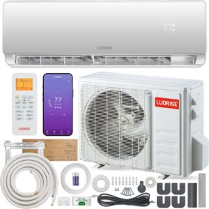 luorise 12000 btu wifi mini split ac/heating system, ductless air conditioner, 19 seer2 energy efficient inverter ac, cools up to 550 sq.ft, pre-charged heat pump & 16.4ft installation kits, 115v