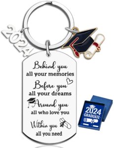 covanlumci 2024 graduation keychain,graduation key chain 2024,class of 2024 graduation gifts for seniors students college students high school student(silver)