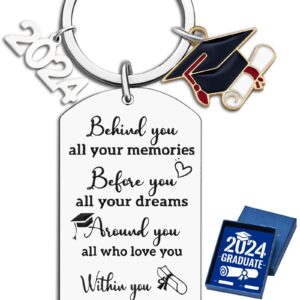 Covanlumci 2024 Graduation Keychain,Graduation Key Chain 2024,Class of 2024 Graduation Gifts for Seniors Students College Students High School Student(Silver)