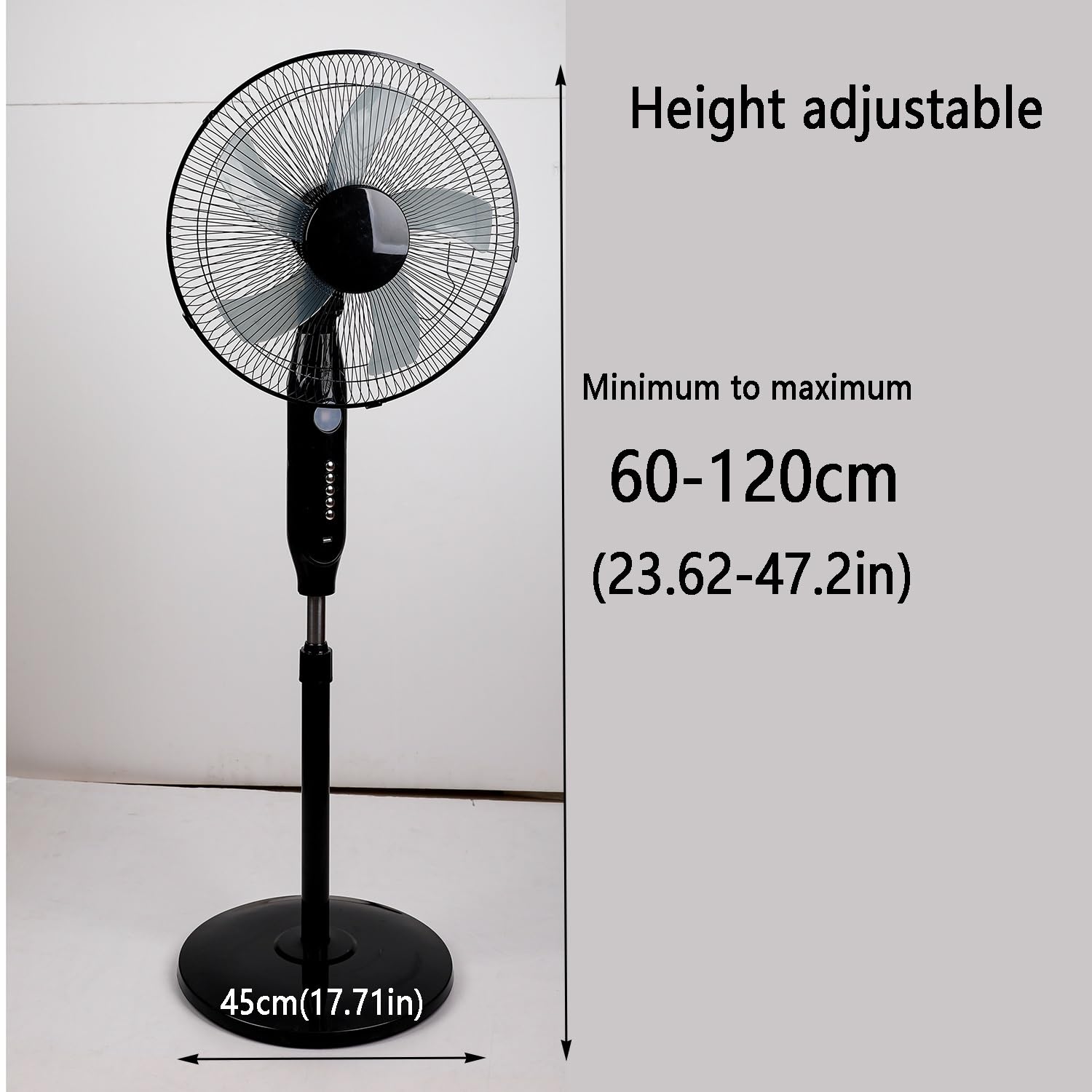 HSPLXYT Oscillating Pedestal Fan,Floor Fans/Solar Fans/Camping Fans, Adjustable Height, 3 Speeds, for bedroom, home, office and warehouse, factory, outdoor use, 18"