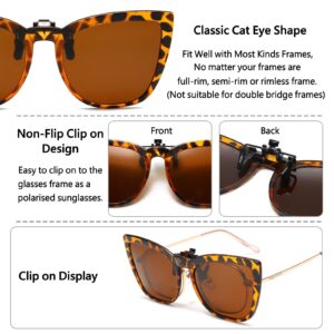 Long Keeper Polarized Clip on Sunglasses Over Prescription Women Men with UV Protection Clip on Cat Eyeglasses