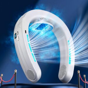 aanotoee neck air conditioner pro, 100 speeds neck fan rechargeable, led display cooling neck fan, 4000mah portable neck fan air conditioner with 3d ice feeling breathable neck brace(white)