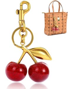 lulupia glitter cherry bag charm,cherry keychain charms accessory for purses bags handbags