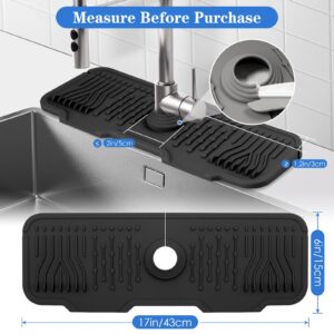 Sink Faucet Mat Splash Guard, 5° Slope Silicone Faucet Draining Mat for Kitchen Sink, 17" x 6" Cuttable Faucet Water Catcher Mat-Multipurpose Splash Guard for Kitchen Sink Area & Bathroom Countertop