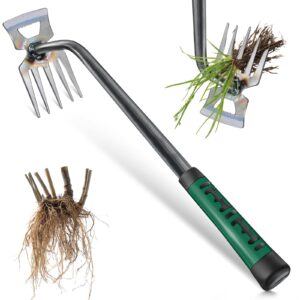 weed puller tools sharp weeding tool high manganese steel grass root removal tool with 5 teethes dual purpose hand weeder tool for yard garden far