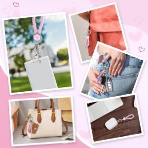 Weixiltc Braided Rope Keychain, Car Key Chain Holder with 4 Key Ring and Anti-Lost D Ring, Personalized Gift for Women (Pink)