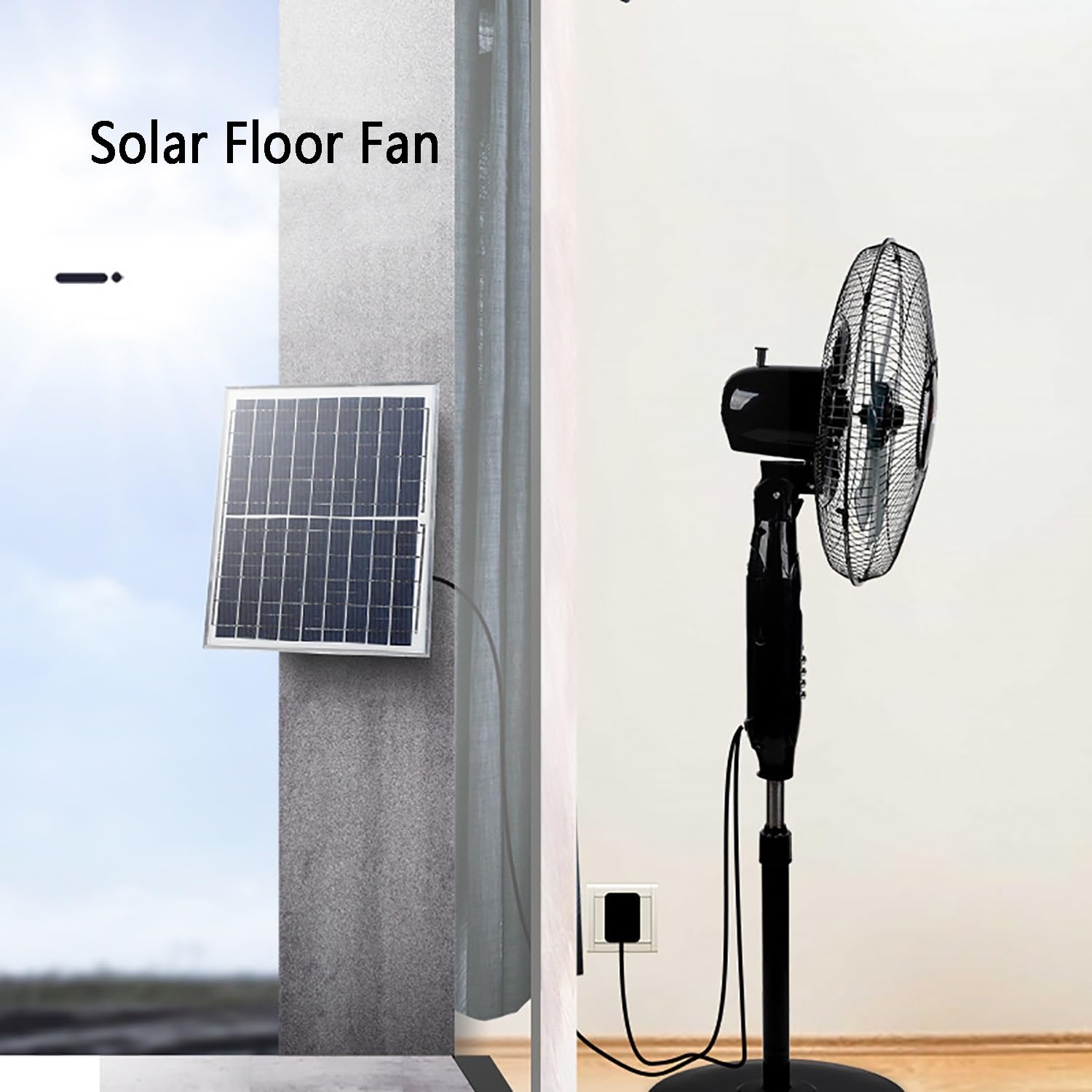 HSPLXYT Oscillating Pedestal Fan,Floor Fans/Solar Fans/Camping Fans, Adjustable Height, 3 Speeds, for bedroom, home, office and warehouse, factory, outdoor use, 18"