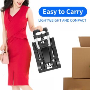 Aluminum Folding Hand Trucks,Small Folding Hand Truck Dolly with 2 Wheels,Collapsible Cart Portable Dolly,Lightweight Travel Hand Truck/Heavy Duty Moving Dolly for Airport Travel Moving Use