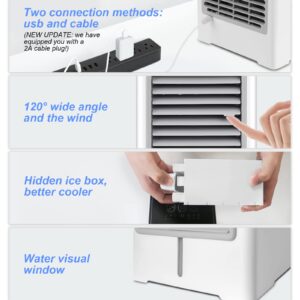 Portable Air Conditioners, Personal Evaporative Air Cooler with 3 Wind Speeds Touch Screen Mini Air Conditioner, Portable Ac Unit Fan with 1-6H Timer for Room, Desk, Tent, Bedroom, Car, RV and Camping