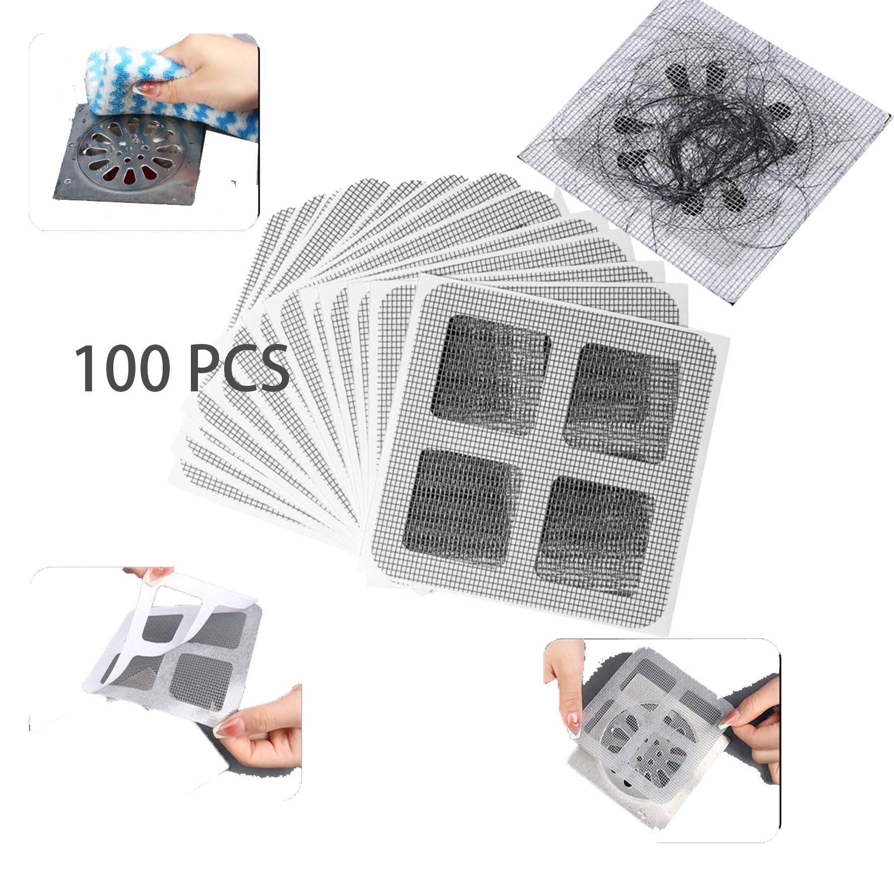 Generic Disposable Hair Drain Stickers, Drain Sticker Disposable Floor Drain Filter Stickers Hair Catcher, Hair Drain Sticker for Bathroom, Laundry, Bathtub, Kitchen, Sink(20Pcs), 4IN