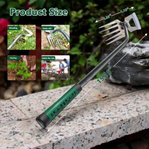 Weed Puller Tools Sharp Weeding Tool High Manganese Steel Grass Root Removal Tool with 5 Teethes Dual Purpose Hand Weeder Tool for Yard Garden Far