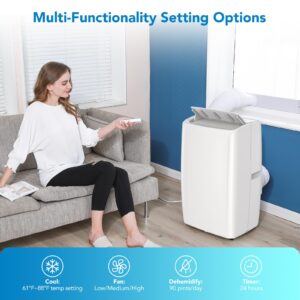 Zstar 14,000BTU Portable Air Conditioner, Portable AC Unit for Room up to 750 Sq. Ft. Spaces, Portable AC with Remote Control, 3In1 Cool, Fan, Dehumidify Modes, Portable AC Unit for Indoor Room Office