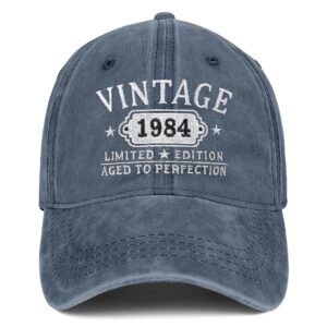 40th birthday gifts women men vintage 1984 embroidered baseball cap gift ideas hat (blue)