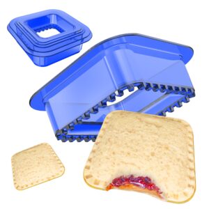 yumkt sandwich cutter and sealer,cookie cutter cool sandwich cutters for kids breakfast sandwich maker cute peanut butter and jelly sandwiches diy lunchbox and bento box of boys girls (5, blue square)