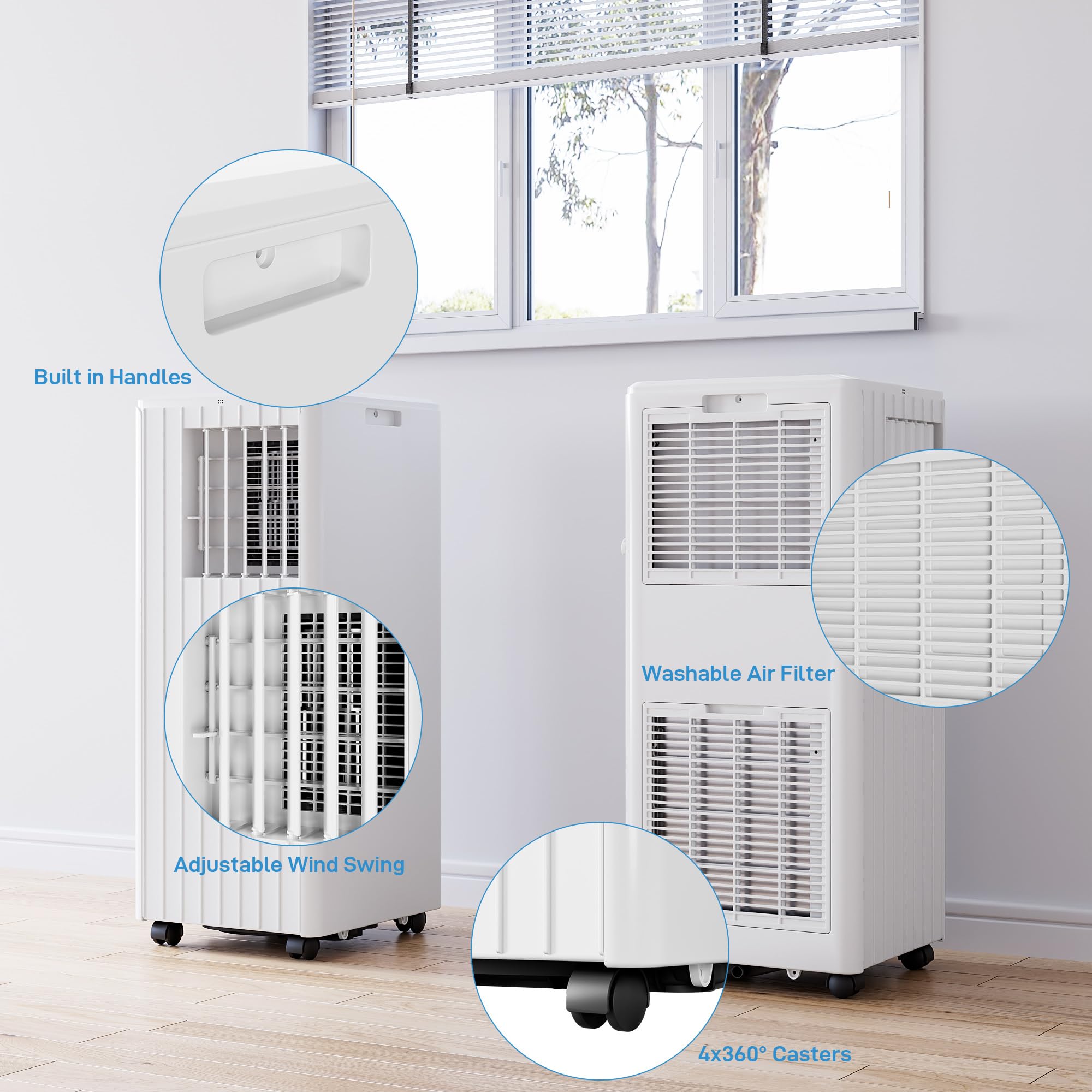 GAOMON 8000 BTU Portable Air Conditioner for Room, 3 in 1 Cooling AC Unit up to 350sq.ft & Fan & Dehumidifier with Remote Control, Sleep Mode for Bedroom, living room, office