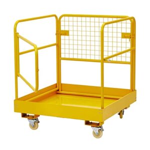 forklift safety cage, 36"x36" inch heavy duty collapsible forklift work platform,1200lbs capacity with 4 universal wheels, for most aerial jobs