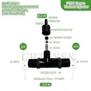 1/4 Inch Interface Venturi Injector, Venturi Injector for Air Water Mixing, PP material White (1690 oz/h) 2pcs set