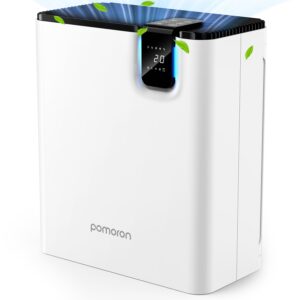 pomoron air purifiers for home large room up to 2500ft² with air quality sensor&auto mode, uv light, efficient hepa air purifiers filter 99.97% of pollen allergies smoke pet dander for bedroom, white