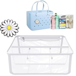 sytranrein bogg bag organizer&charm accessories, waterproof clear beach storage bag insert divider,compatible with for bogg bag xl (white)