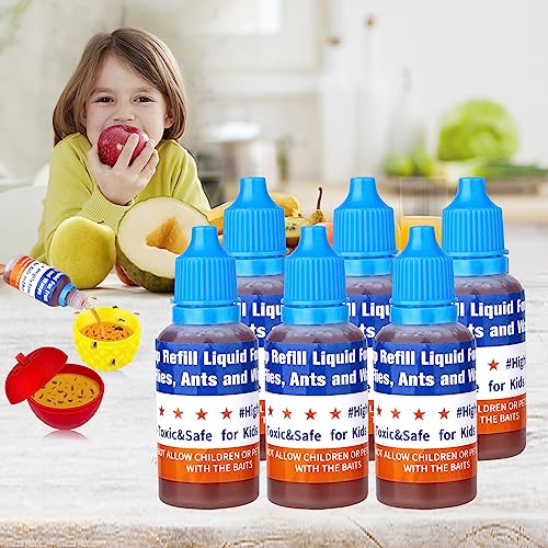 Protecker Fruit Fly Trap Refill Liquid Only,Fruit Fly Traps for Indoors,Fruit Fly Refill Liquid,Ready-to-Use Fruit Fly Trap Bait Refill,Gnat Trap Killer for Home Kitchen Plant(6 Pack)