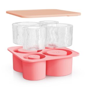 ice mold for stanley cup 40 oz 30 oz tumbler, silicone ice cube tray with lid for freezer, ice drink, juice, whiskey, cocktail, 4 pcs cylinder ice ring for stanley cup accessories