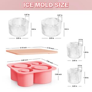 Ice Mold for Stanley Cup 40 oz 30 oz Tumbler, Silicone Ice Cube Tray with Lid for Freezer, Ice Drink, Juice, Whiskey, Cocktail, 4 Pcs Cylinder Ice Ring for Stanley Cup Accessories