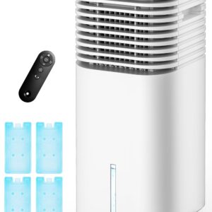 CENSTECH 4-IN-1 Portable Air Conditioners, Evaporative Air Cooler w/4 Modes & 3 Speeds, 15H Timer for Smart Auto-off, 2-Gal Tank for 20H Cooling,17FT Remote,No Hose Needed,120°Oscillating Swamp Cooler