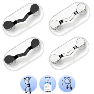 magnetic eyeglass holder, 4 pack magnet pin, pins for clothes shirt,magnet badge holder (silvery+black)