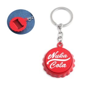 red nuka cola cap bottle opener keychain, game fans gifts, nuka cola merchandise