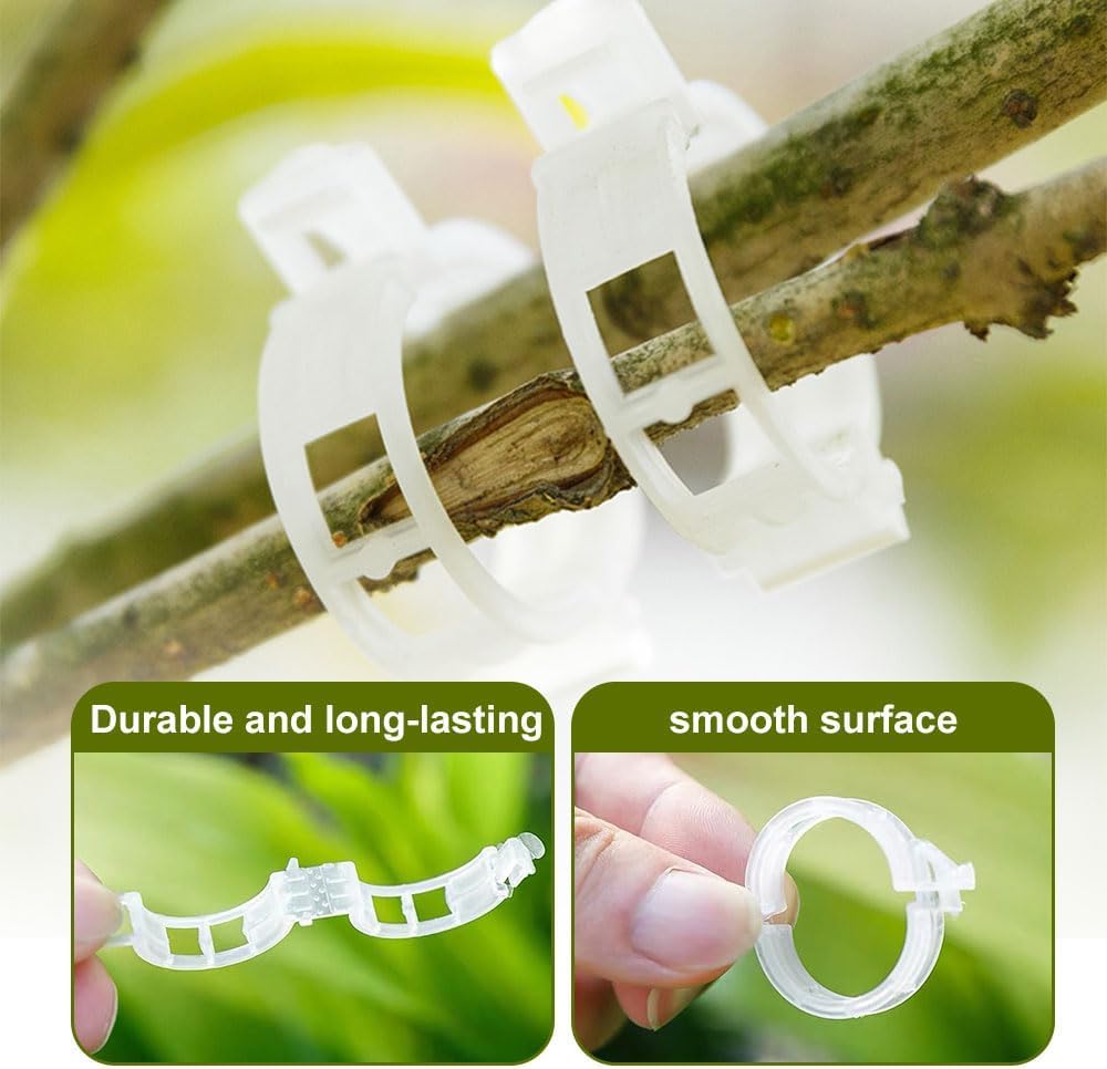 Secured Plastic Plant Clips, 2024 Combinable Plant Support Clips, Plastic Trellis Clips for Climbing Plants, Vine Vegetables Fixing Clips, Plant Clips for Tomato Trellis & Peony Cages (Green, 100pcs)