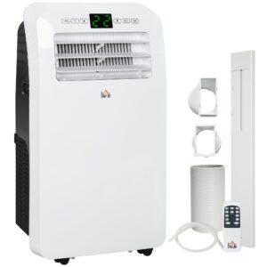 homcom 12000 btu portable air conditioner for rooms up to 550 sq. ft., 3-in-1 ac unit with dehumidifier, cooling fan, remote, 24h timer on/off, window installation kit