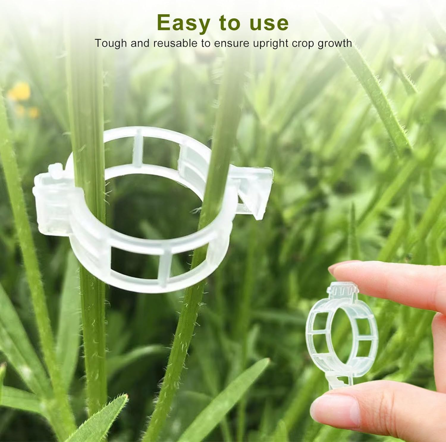 Secured Plastic Plant Clips, 2024 Combinable Plant Support Clips, Plastic Trellis Clips for Climbing Plants, Vine Vegetables Fixing Clips, Plant Clips for Tomato Trellis & Peony Cages (Green, 100pcs)