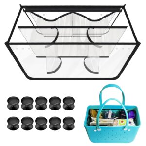 hotanry beach bag organizer original accessories for bogg bag xl, bogg bag divider storage bag suitable for bogg bag large, insert inner bags, transparent & black