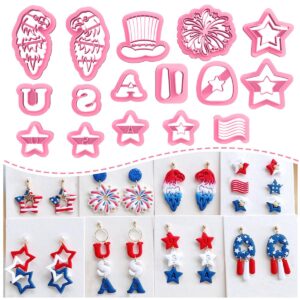 keoker 4th of july clay cutters - 16 pcs fourth of july polymer clay cutters, independence day clay earring cutters, stars clay cutters for earrings, usa letters clay cutters.