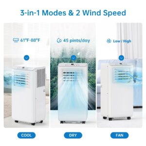 Acekool Portable Air Conditioner, 8000BTU Air Conditioners for Room Cooling Up to 350 Sq. Ft, 3-in-1 Portable AC unit with Remote Control & Window Kit for Home, Office, Bedroom, White