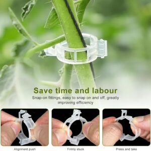 Secured Plastic Plant Clips, 2024 Combinable Plant Support Clips, Plastic Trellis Clips for Climbing Plants, Vine Vegetables Fixing Clips, Plant Clips for Tomato Trellis & Peony Cages (Green, 100pcs)