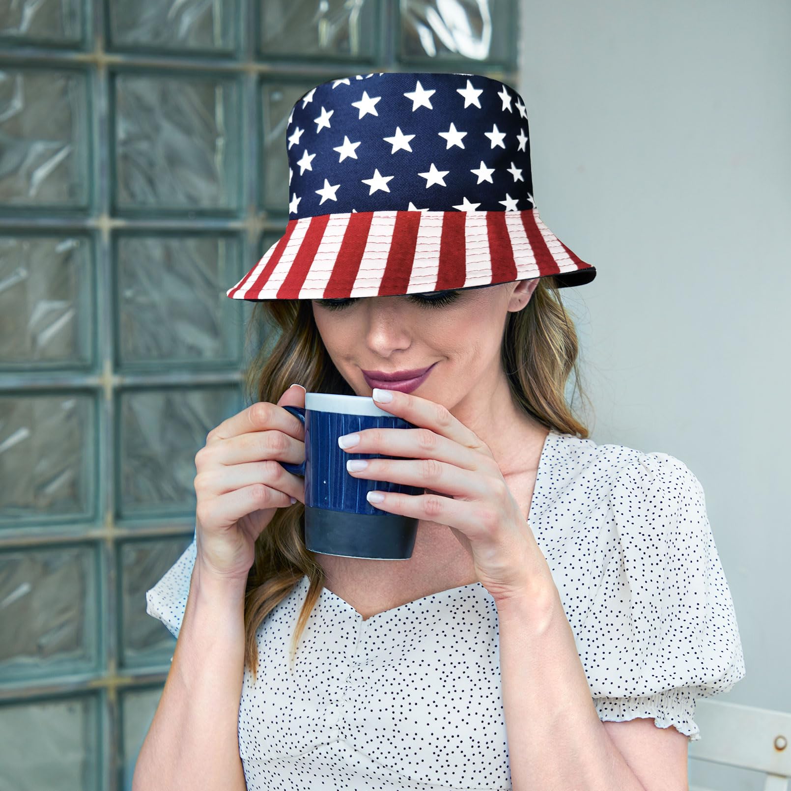 RainFlowwer American Flag Bucket Hat 4th July Hat Fisherman Independences Days Hats for Women Men Boys Girls Sun Beach Cap Travel Summer Packable Fashion