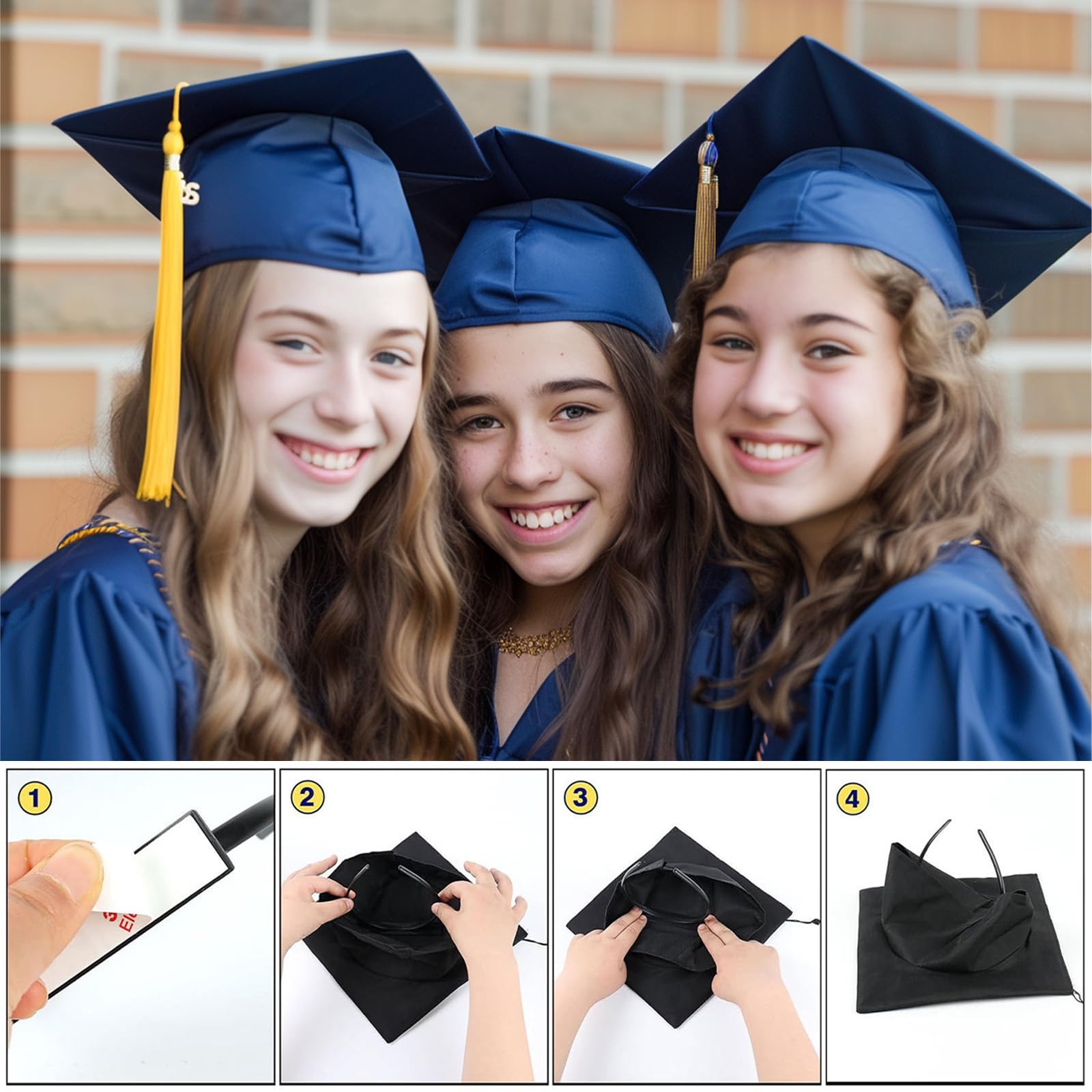 2 Pack Firm Anti-Fall Hairband for Securing Cap and Hairstyle, Upgraded Inner Headband Insert for Graduation Caps