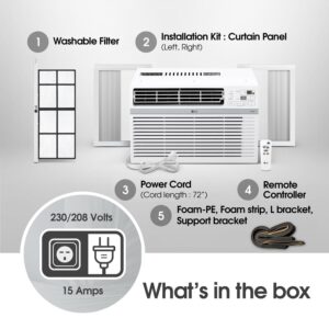 LG LW1824RD, White 18,000 Window Air Conditioner, 230/208V, 1,000 Sq.Ft. (25' x 40' Room Size), Quiet Operation, Electronic Control with Remote, 3 Cooling & Fan Speeds, Auto Restart, 18000 BTU