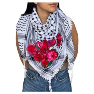 ibyx authentic handmade palestinian keffiyeh - show your pride with this palestinian shemagh scarf (black & white)