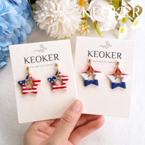 Keoker 4th of July Clay Cutters - 16 Pcs Fourth of July Polymer Clay Cutters, Independence Day Clay Earring Cutters, Stars Clay Cutters for Earrings, USA Letters Clay Cutters.