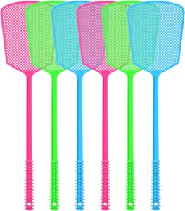 multi-pack plastic fly swatters,manual colorful flyswatters,6 pack heavy duty fly killer,work for indoor,garden,office