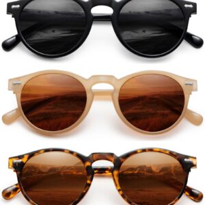 YMRFW Retro Polarized Sunglasses for Women Vintage Style Small Round Sun Glasses UV Protection