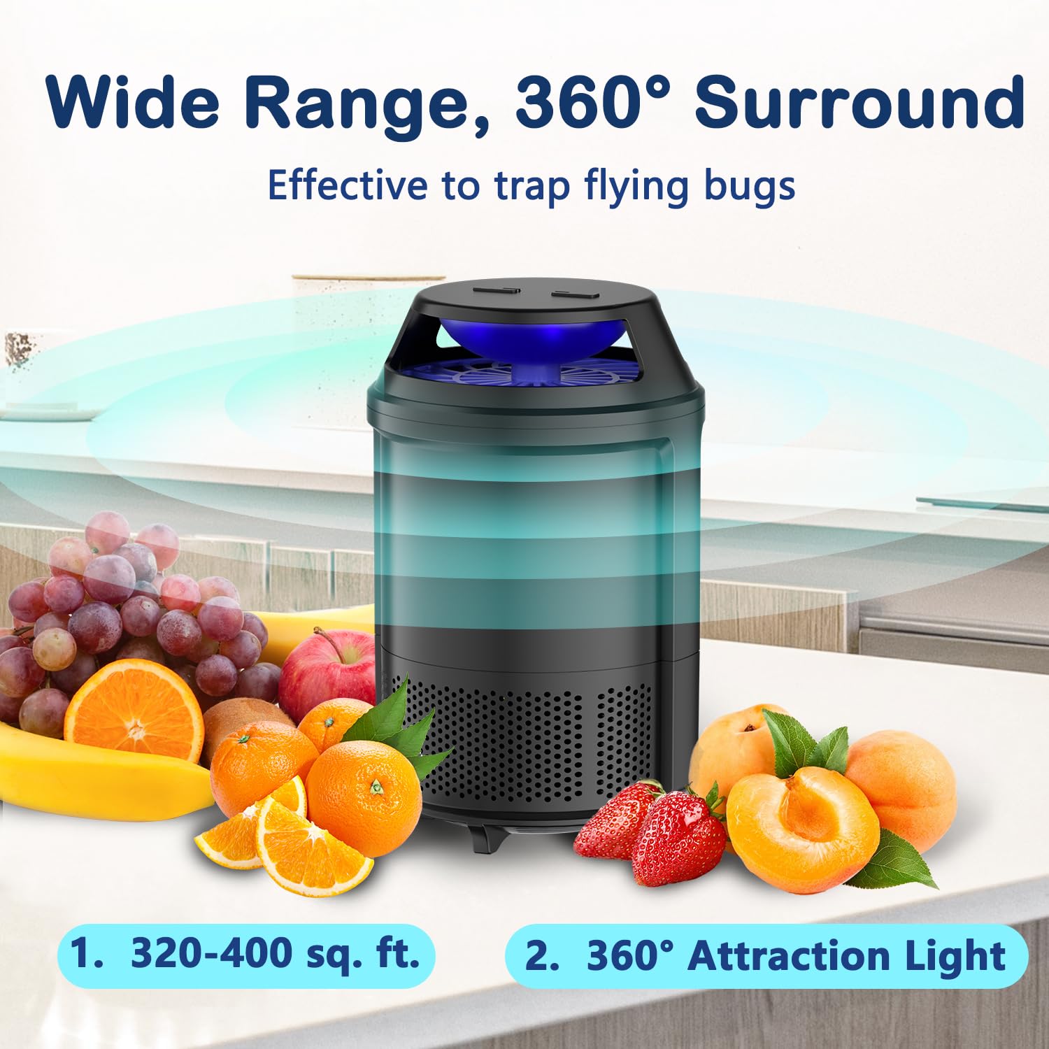 Zaioo Fly Trap Indoor Non-Zapper Mosquito Trap 2 Modes Insect Traps Indoor Plug in Gnat, Fruit Fly, Bug Catcher for House with 4 Sticky Glue Boards