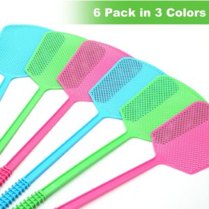 Multi-Pack Plastic Fly Swatters,Manual Colorful Flyswatters,6 Pack Heavy Duty Fly Killer,Work for Indoor,Garden,Office